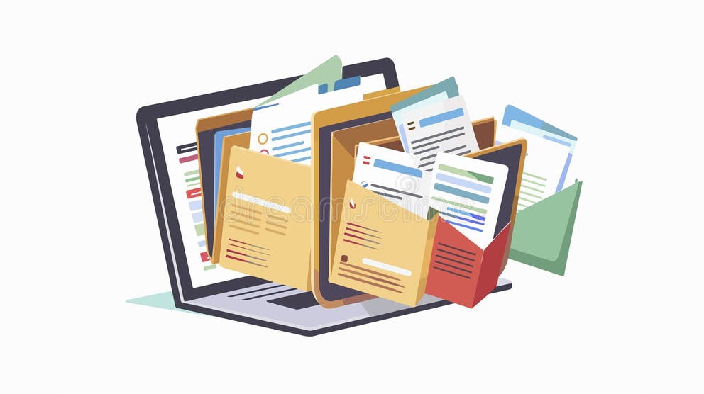 Professional Business Documents Archive Folder Usage Stock Vector - Illustration of workplace ...