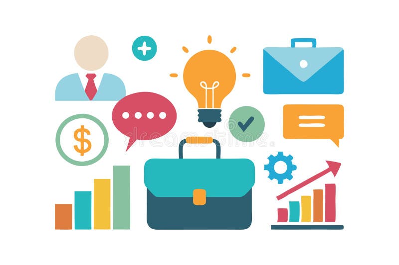 Professional Business Icons and Elements with Charts Stock Vector ...