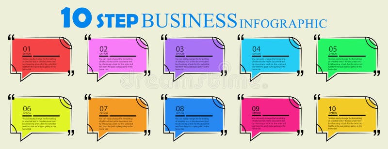 Professional Business Infographic Template with Ten Steps Stock Vector ...