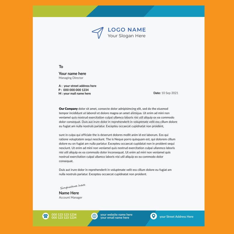 Professional Business Letter Head Template Stock Vector - Illustration ...