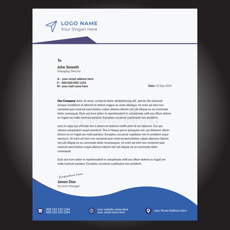 Professional Business Letter Head Template Stock Vector - Illustration ...