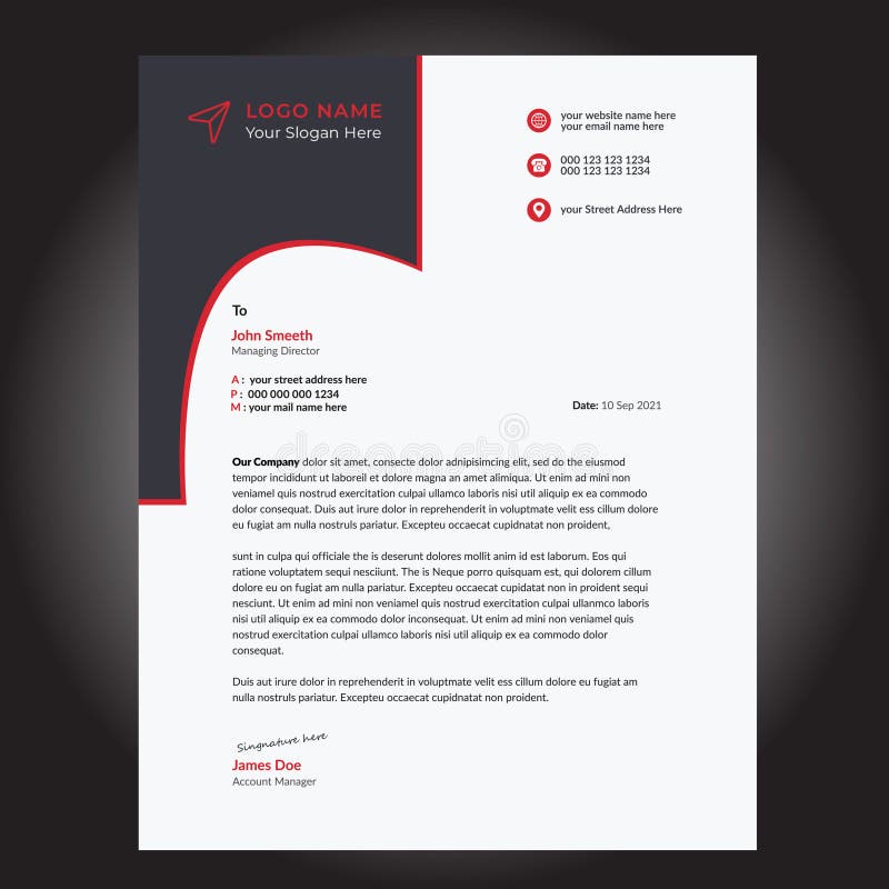 Professional Business Letter Head Template Stock Vector - Illustration ...