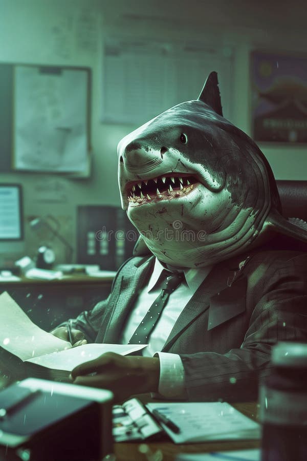 A Professional Business Man Manager in the Form of a Shark Concept ...