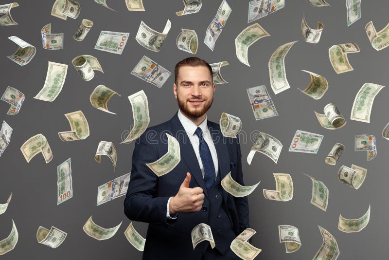 Professional Business Man with Many Banknote Dollars Money. Success and ... Professional Business Man with Many Banknote Dollars Money. Success and ...