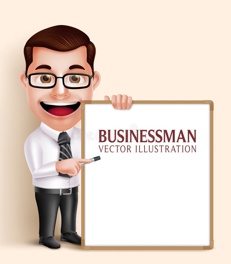 Professional Business Man Vector Character Holding Blank White Board ...