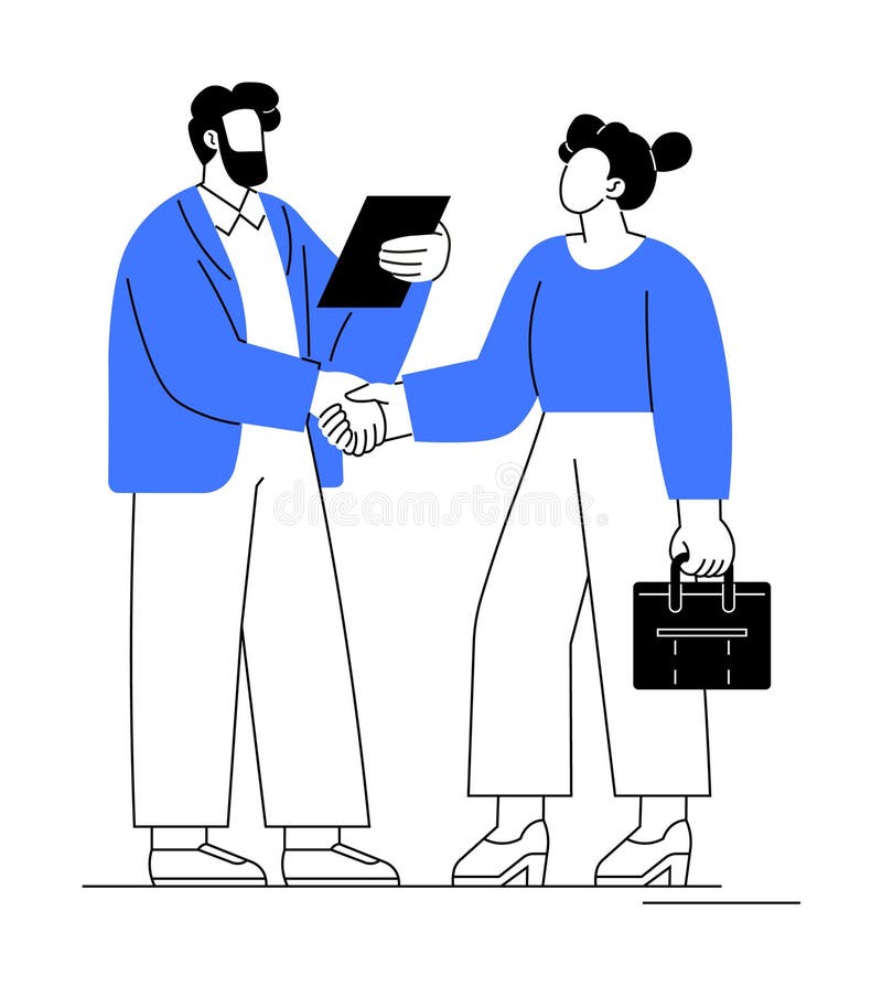 Professional Business Meeting with Handshake and Document Exchange ...