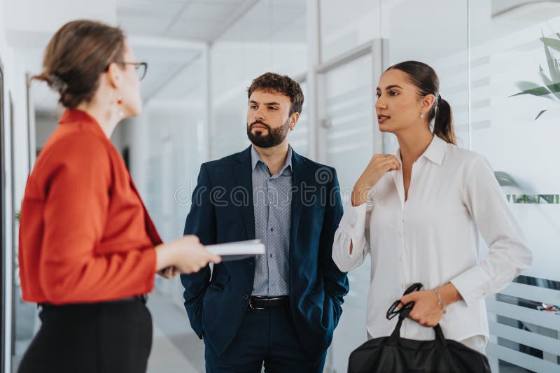 Professional Business People Having a Conversation in Modern Office ...