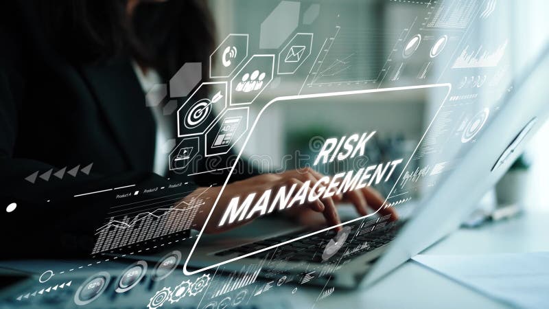 Professional Business Person Engaged in Risk Management with Data Visualization and Technology ...