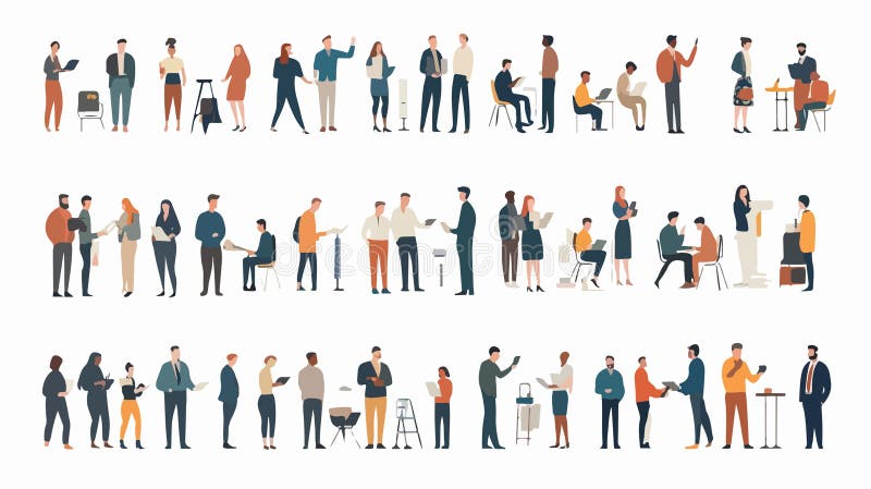 Professional Business Scene Set Collection for Creative Projects Stock ...