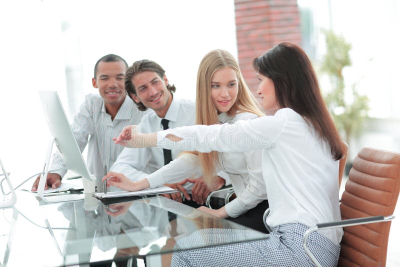 Professional Business Team Discussing New Information in the Office ... Professional Business Team Discussing New Information in the Office ...
