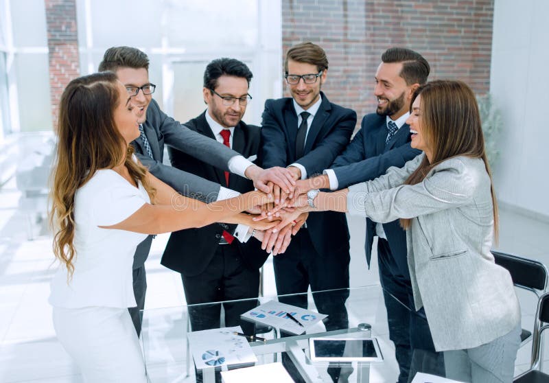 Professional Business Team Making Tower Out of Their Hands Stock Image ...