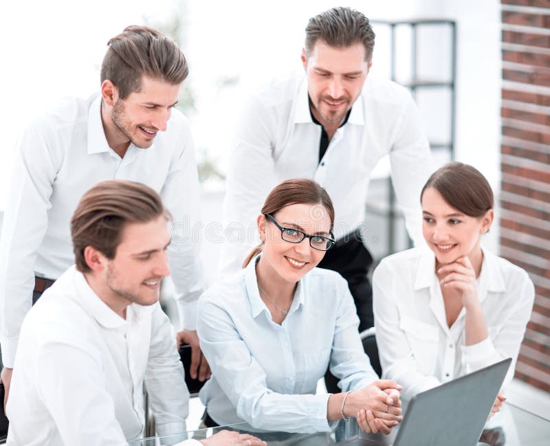 Professional Business Team Sitting at the Desk in the Office Stock ...