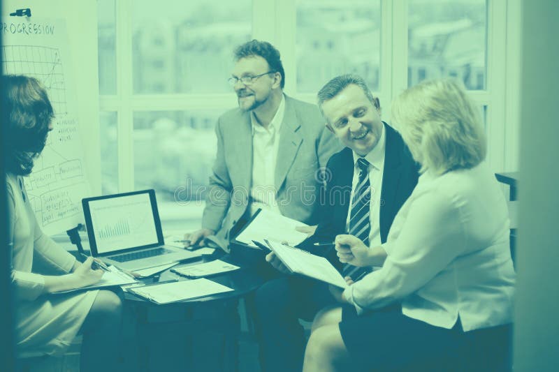 Business Team Working on a New Business Project. Stock Image - Image of ...