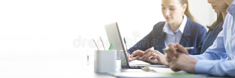 Professional Business Team Working Together at Desk Stock Image - Image ...