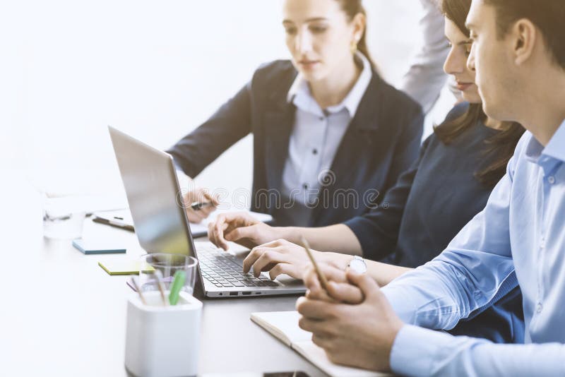 Professional Business Team Working Together at Desk Stock Image - Image ...