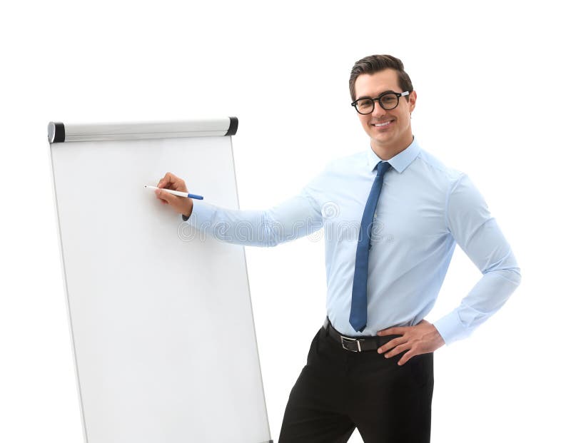 Professional Business Trainer Near Flip in Office Stock Photo - Image ...