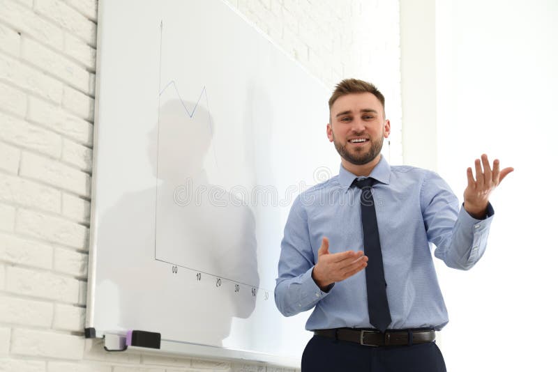 Professional Business Trainer Near Whiteboard Stock Image - Image of ...
