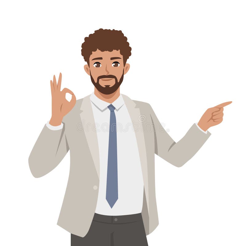 Professional Businessman Confidently Gestures with an OK Sign while ...