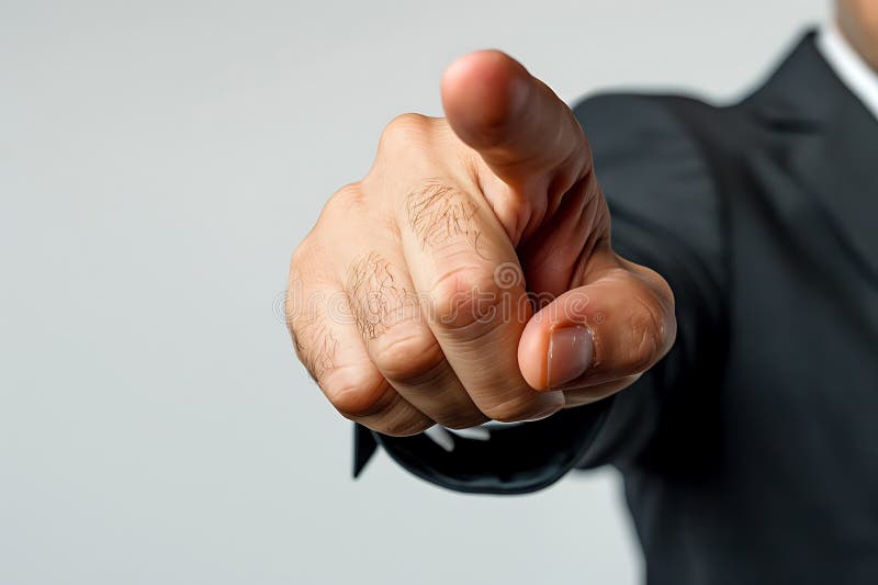 Professional Businessman in Elegant Black Suit Pointing Directly at ...
