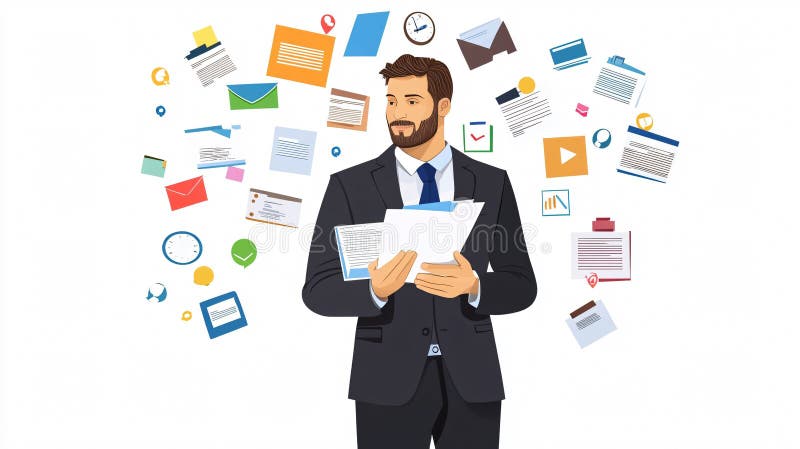 Professional Businessman Holding Paper Document Isolated on White ...