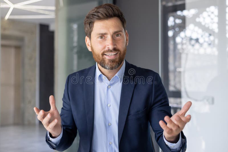 Businessman Engaging in a Video Call with Focused Expression Stock ...