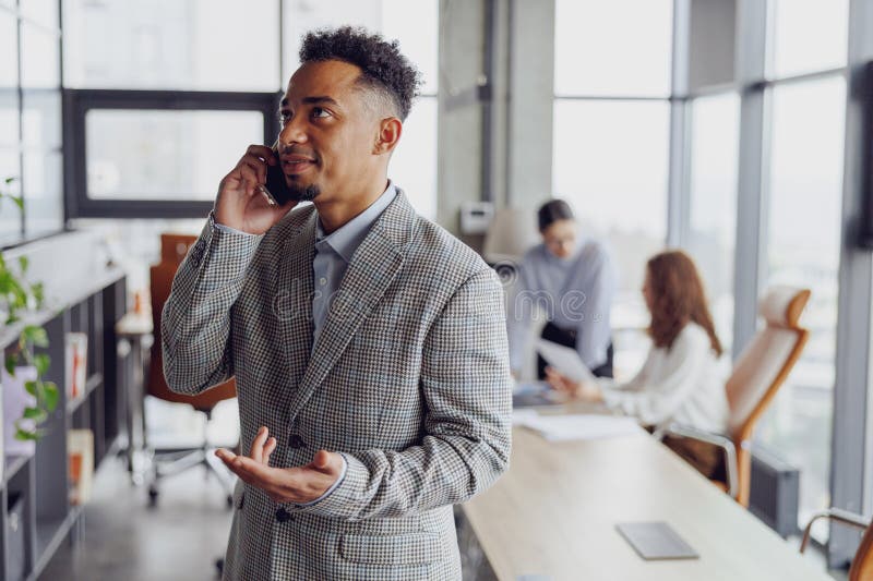 Professional Businessman Office Environment Engaged Making Phone Call ...