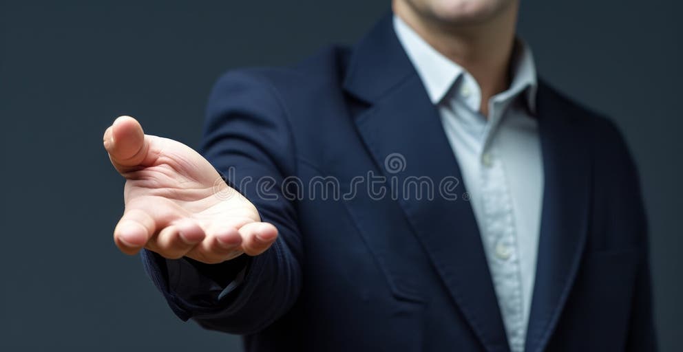 A Professional Businessman Presenting an Open Hand, Brand Launch Image ...