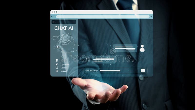 Futuristic Chat Interface with AI Elements and Digital Connectivity in ...