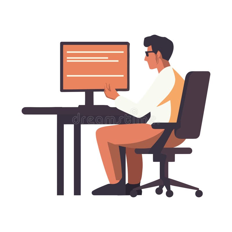 A Professional Businessman Sitting at an Office Desk, Working on a ...