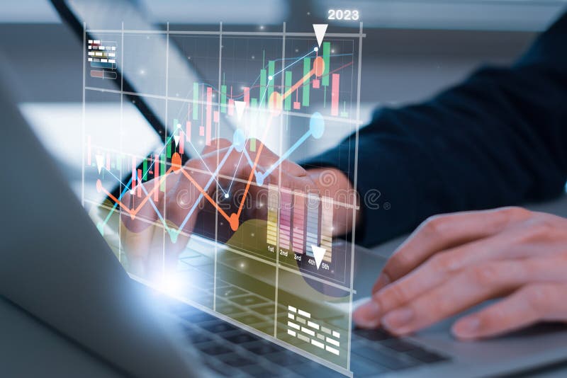 Professional Businessman Using Laptop Computer Analyzes Financial Data ...