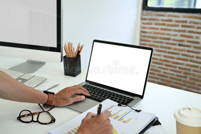 Professional Businessman Using Laptop Computer and Working with ...