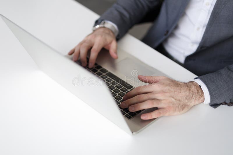 Professional Businessman Using Laptop Pc To Work Stock Photo - Image of ...