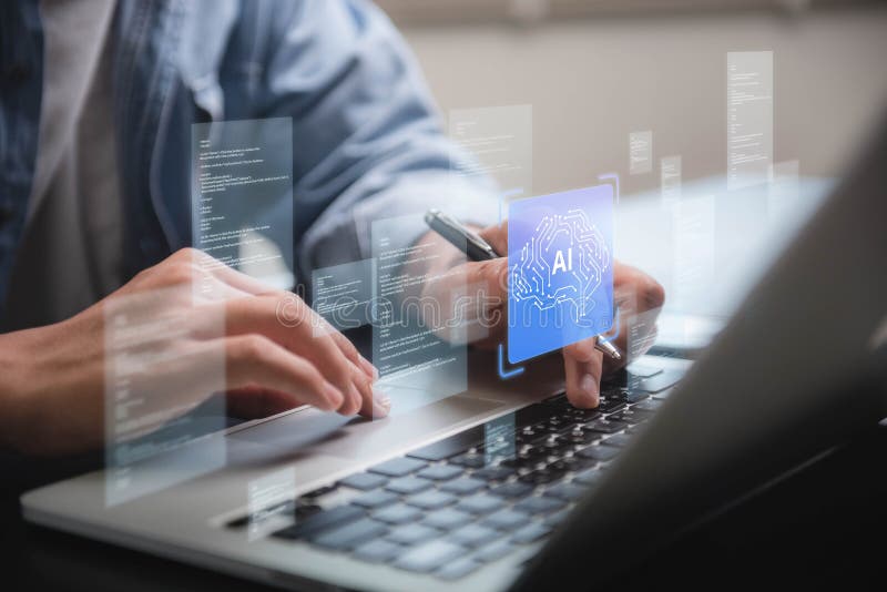 Professional Businessman Utilizing AI Technology for Data Analysis To ...