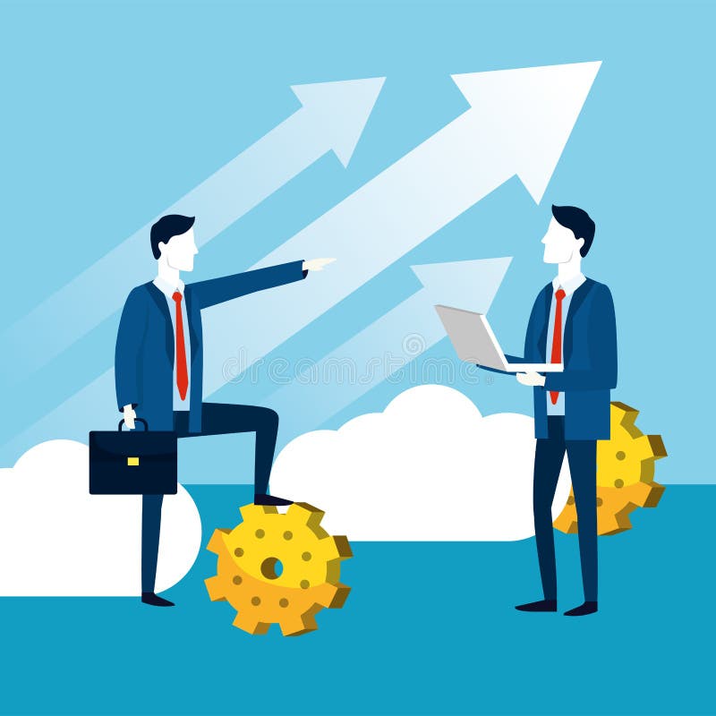 Professional Businessmen with Gears Strategy Technology Stock Vector ...