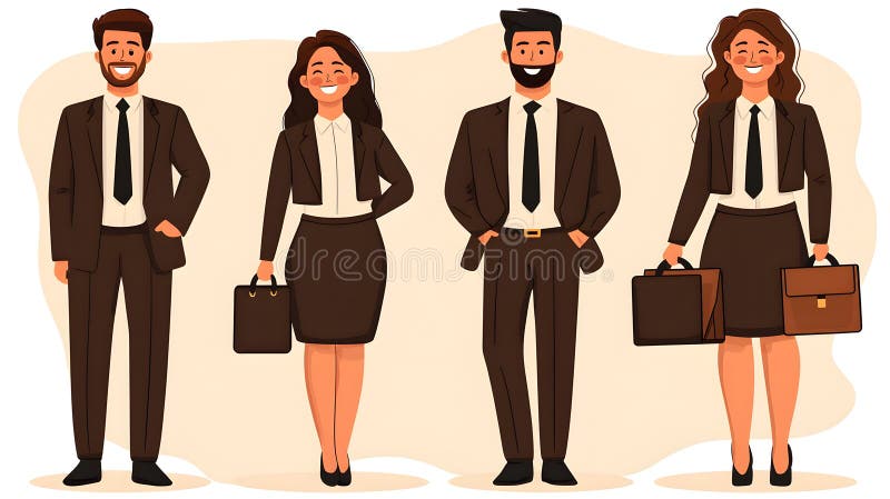 Professional Businesspeople in Matching Attire Stock Illustration ...