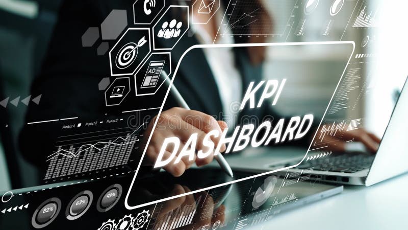 Professional Businesswoman Analyzing Key Performance Indicators with ...