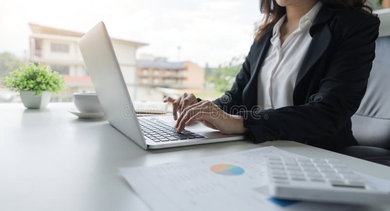 Professional Businesswoman Working at Her Office on Laptop, Work ...