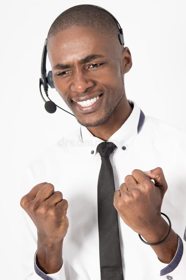 Professional Call Center Agent Male Smiling Talk Stock Image - Image of ...