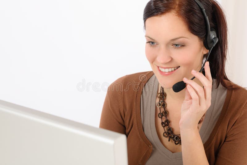 Professional Call Center Agent at Work Stock Image - Image of confident ...