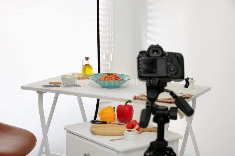 Professional Camera and Composition with Spaghetti in Photo Studio ...