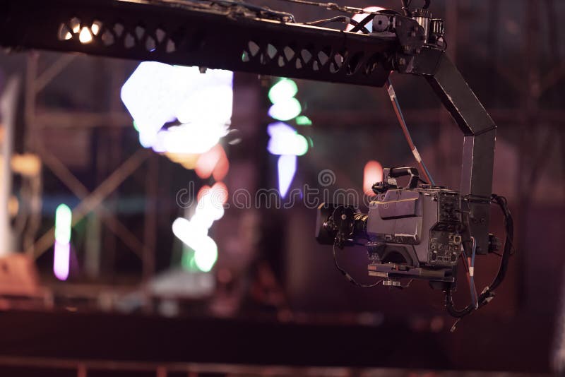 Professional Camera on Crane Record Live Concert Outdoors Stock Photo ...