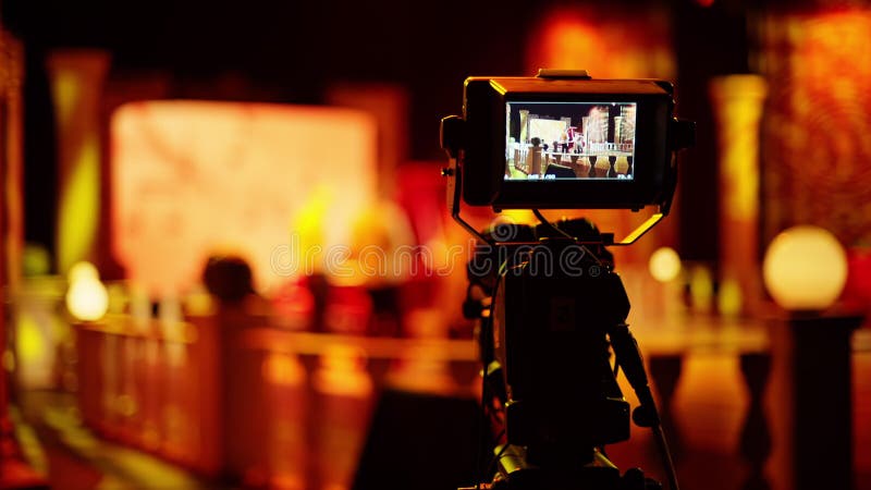 Professional Camera Filming with on the Backstage Stock Footage - Video ...
