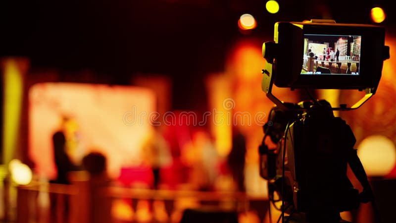 Professional Camera Filming with on the Backstage Stock Footage - Video ...