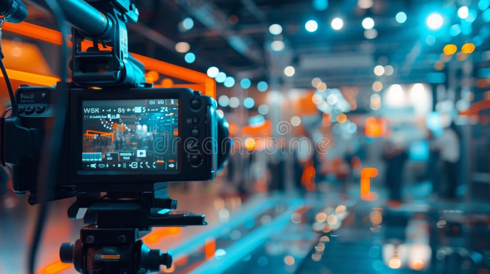 Professional Camera Filming in a Studio Stock Photo - Image of setup ...