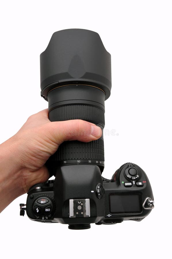 Professional Camera in Hand Stock Photo - Image of zoom, black: 4168204