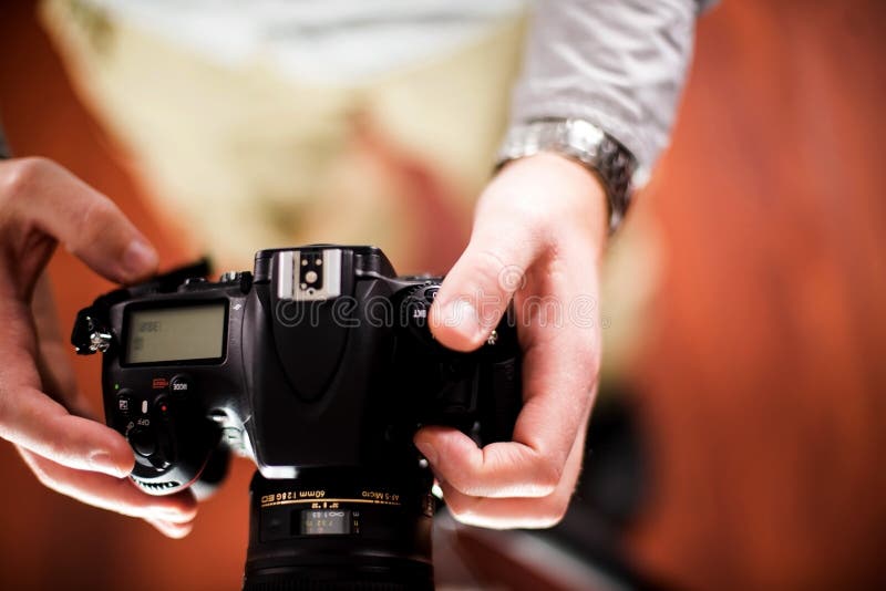 Professional Camera in Hands Stock Photo - Image of imagery, digital ...