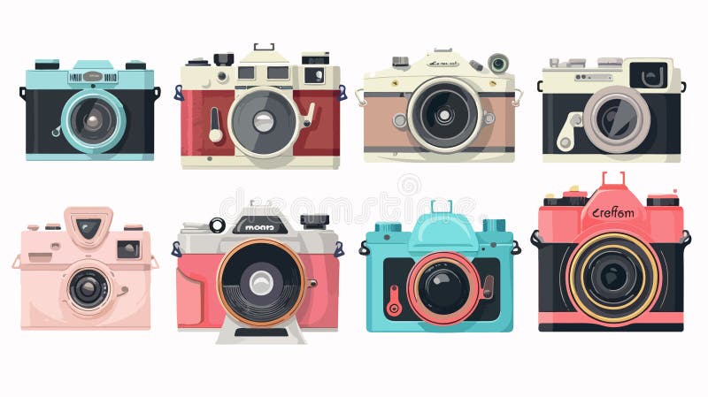 Professional Camera Icon Set in Flat Style for Creative Design Projects ...