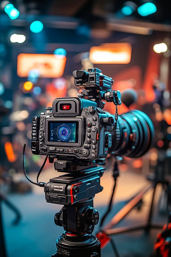 A Camera on a Tripod in Front of a Camera on Display Stock Photo ...