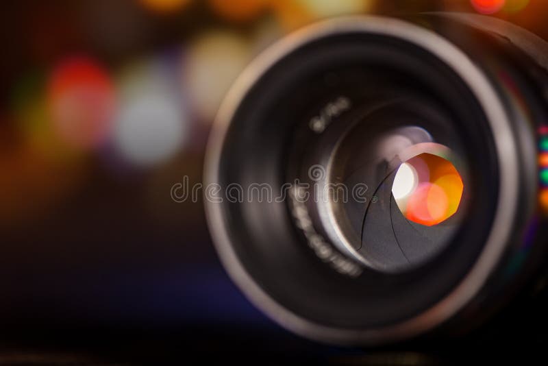 Professional Camera Lens with Reflections. Stock Image - Image of ...