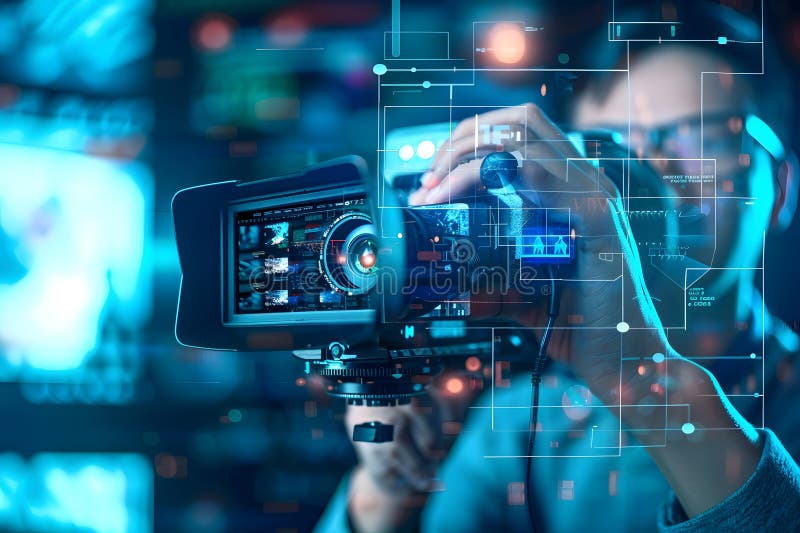 Professional Camera Operator Filming in High-Tech Studio Setting Stock ...